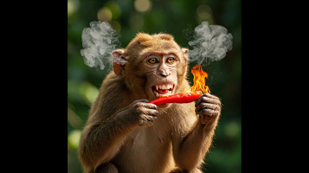 India: Monkey business, monkey try out chilli pepper - YouTube