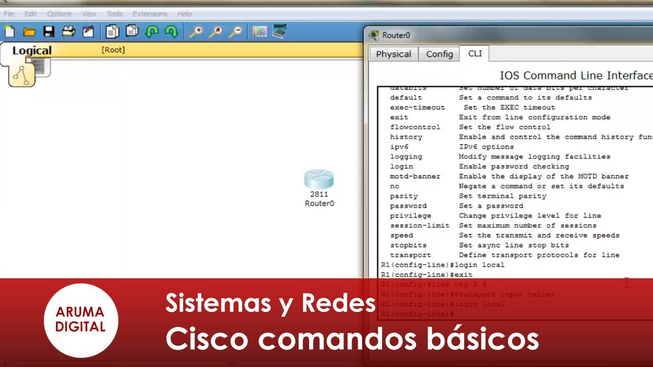 Informatica Redes 004 Cisco CCNA Comandos basicos seguridad y telnet - YouTube