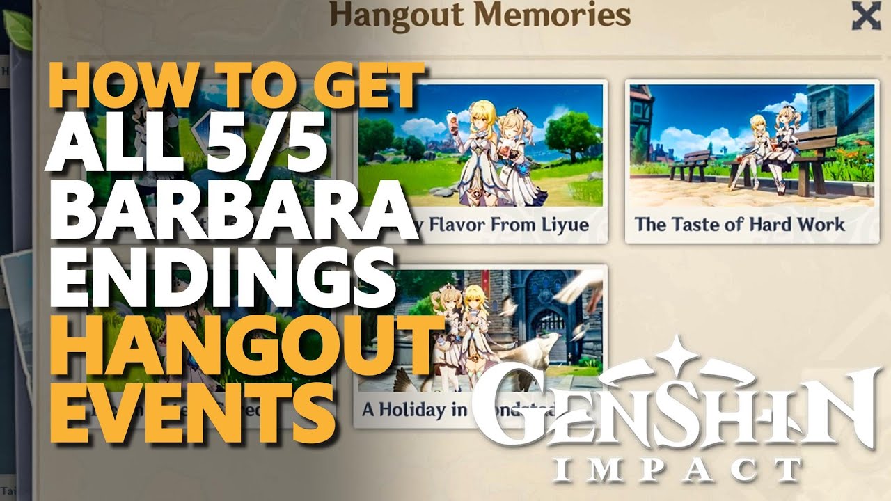 All Barbara Ending Rewards 5/5 Genshin Impact Hangout Event - YouTube