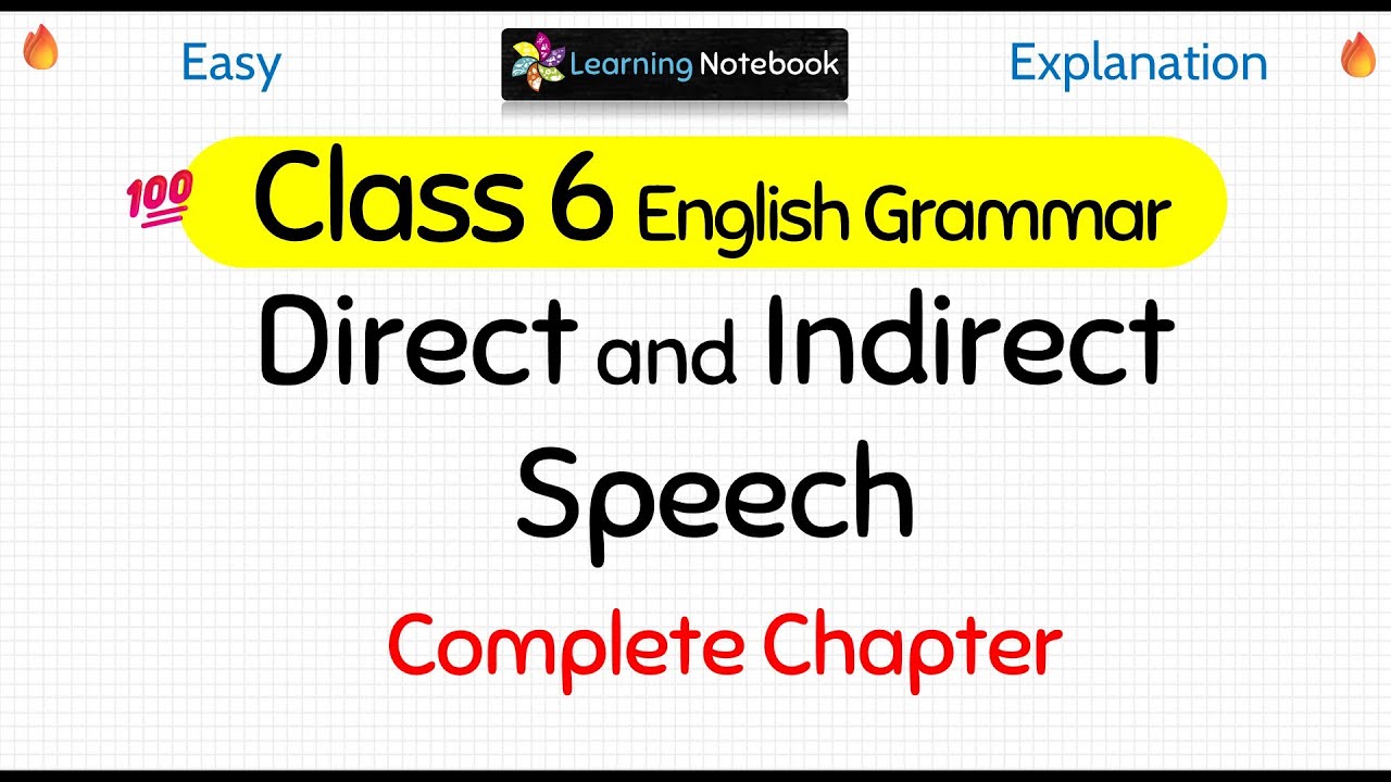 Class 6 Direct and Indirect Speech | Class 6 English Grammar Direct and ...