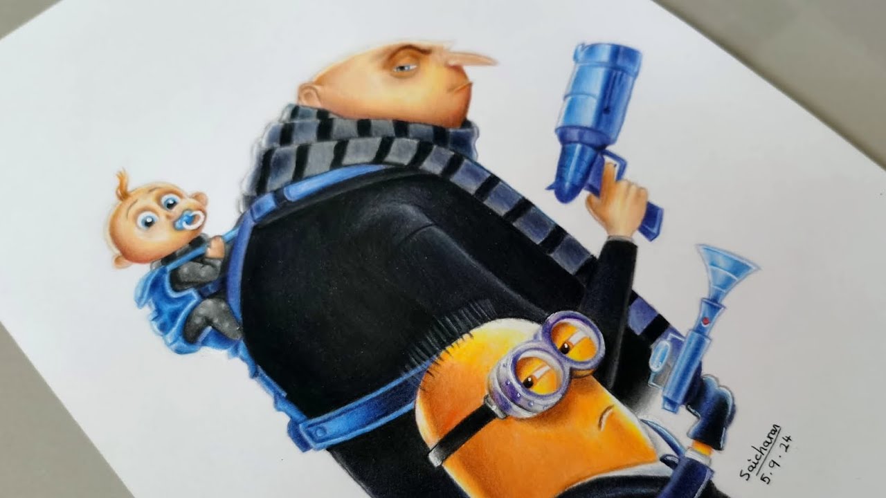 Drawing Gru from Despicable Me | Color pencil Drawing - YouTube
