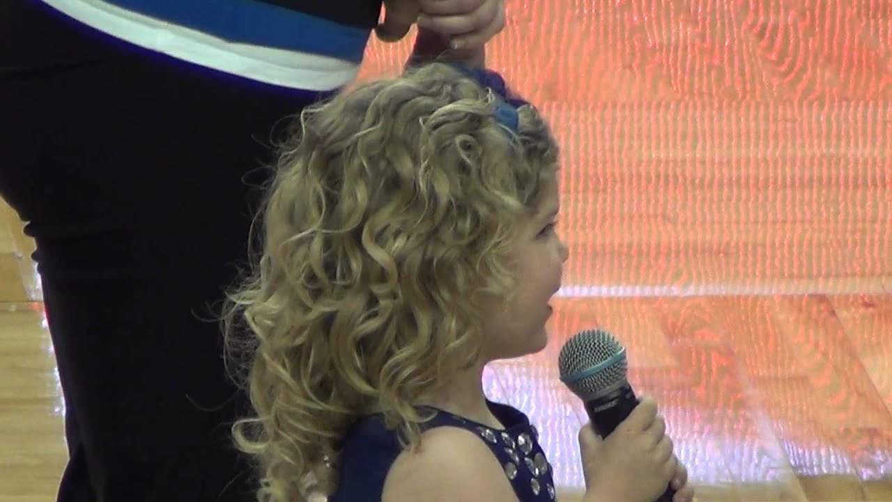 5 year old Jaci Harper sings National Anthem SC Warriors game #21 3/25 ...