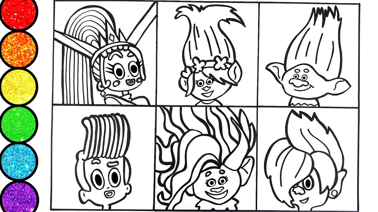 How to draw Trolls Band Together- Velvet Poppy Veneer and others ...