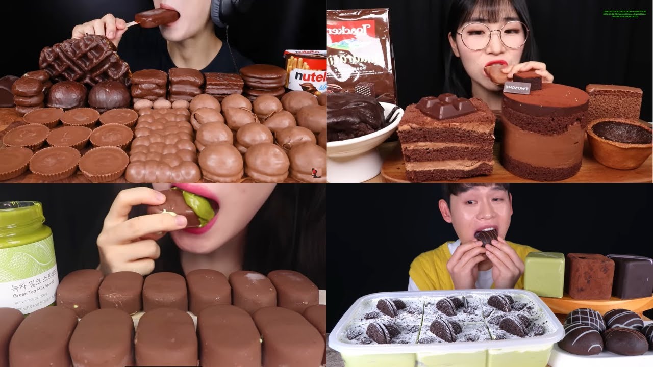 CHOCOLATE ICE CREAM EATING COMPETITION,MATCHA ICE CREAM,MARSHMALLOW ...
