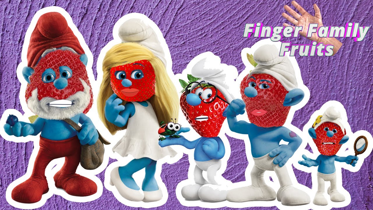 Smurfs Finger Family Song Wrong Heads Learning Fruit Names Strawberry ...