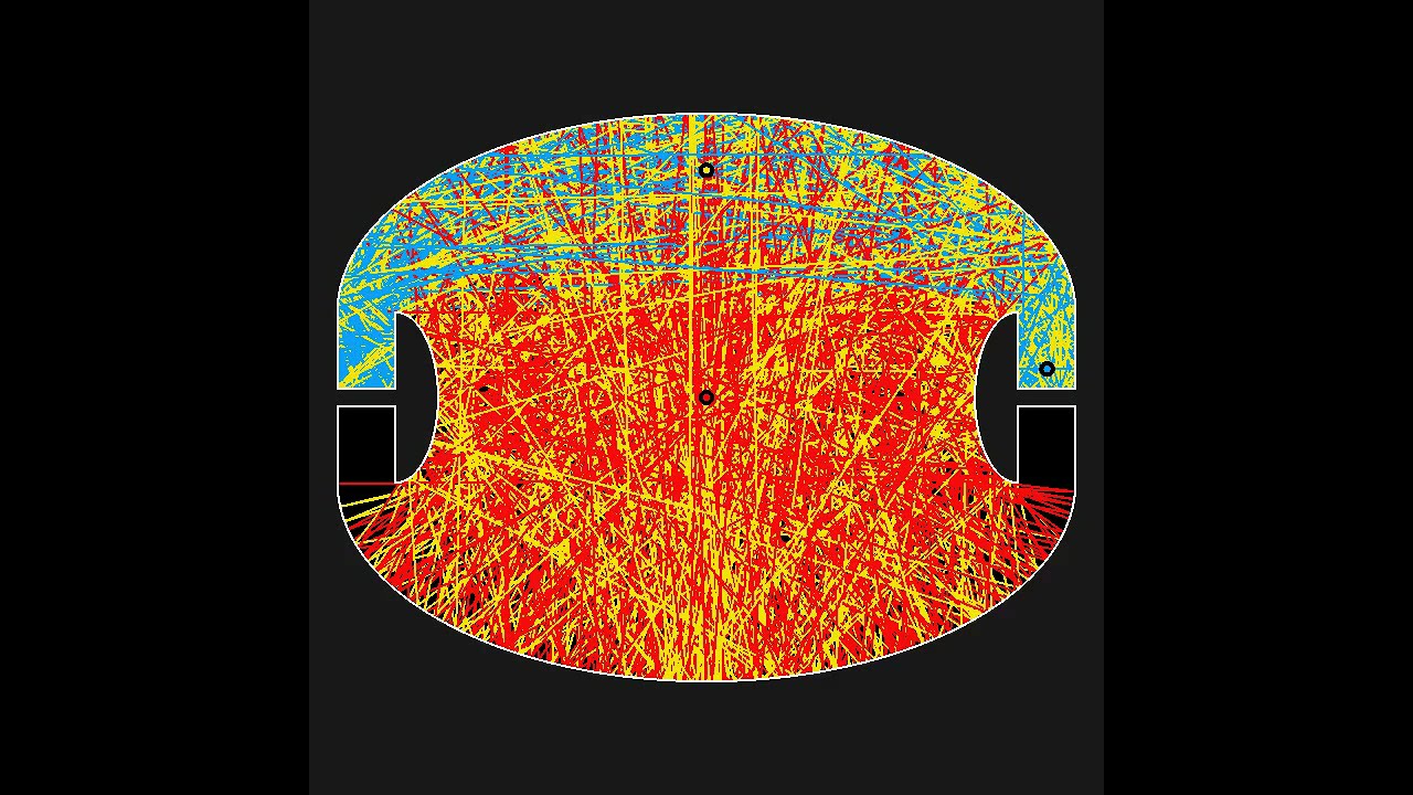 Particles with trails in a Penrose unilluminable room - YouTube