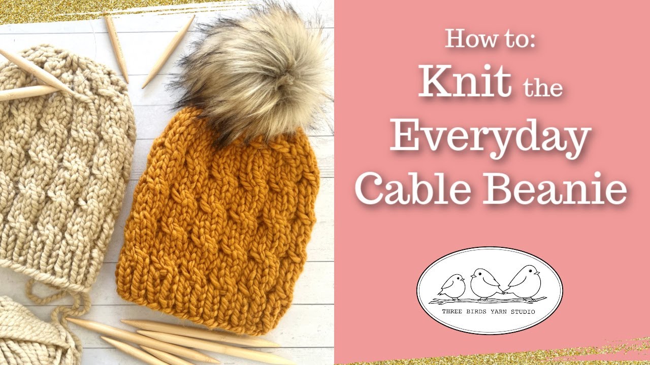 Knit the Everyday Cable Beanie pattern, a full tutorial - YouTube
