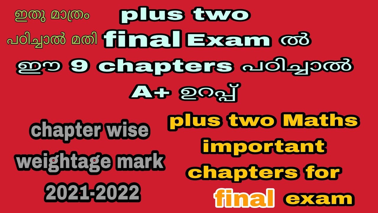 Maths Chapter Wiseweightage Mark 2021 22 Plustwo Maths Important 8754