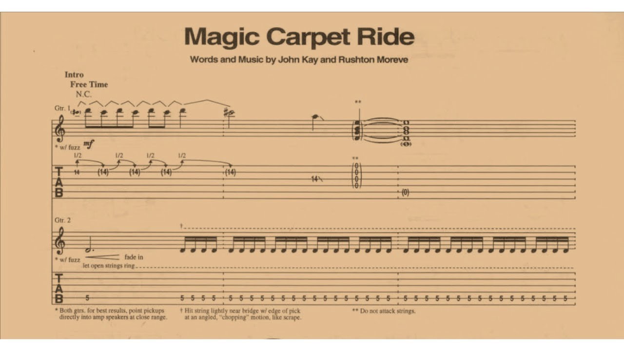 Steppenwolf - Magic Carpet Ride | Guitar Lesson With Tab | Guitar ...