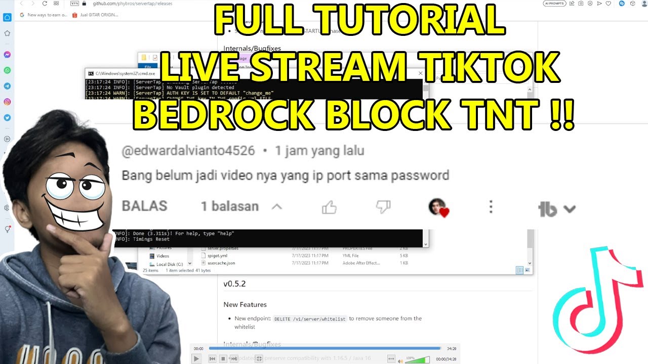 FULL TUTORIAL CARA LIVE STREAM TIKTOK MINECRAFT BEDROCK BLOCK TNT ...