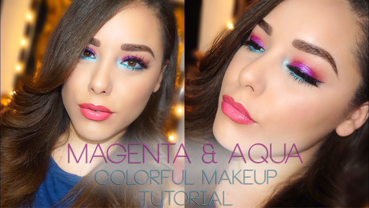 Magenta & Aqua Colorful Makeup Tutorial - YouTube