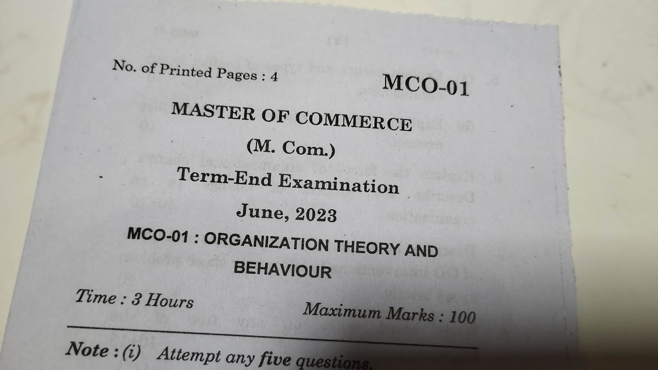 MCO-01 JUNE-2023 QUESTION PAPER IGNOU - YouTube