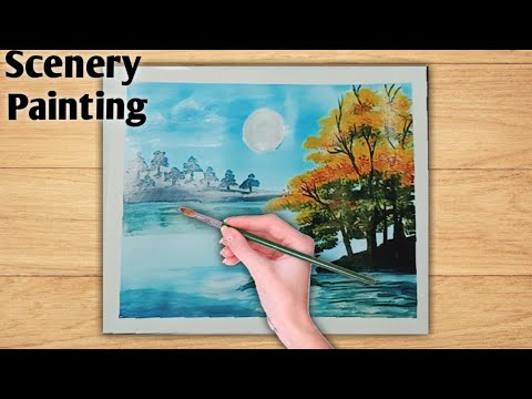 Beautiful Scenery Painting | With Acrylic Colours | Easy Scenery ...