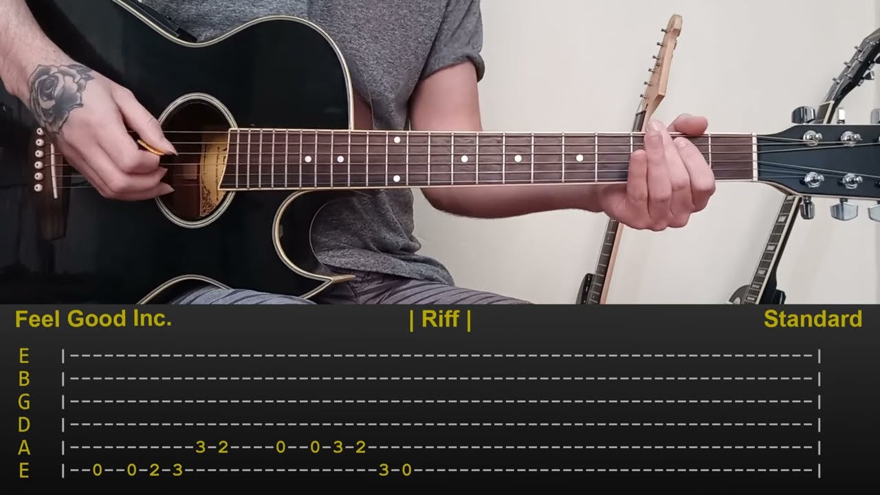 Gorillaz - Feel Good Inc. | Easy Riff for Beginners | Lesson/Tutorial ...