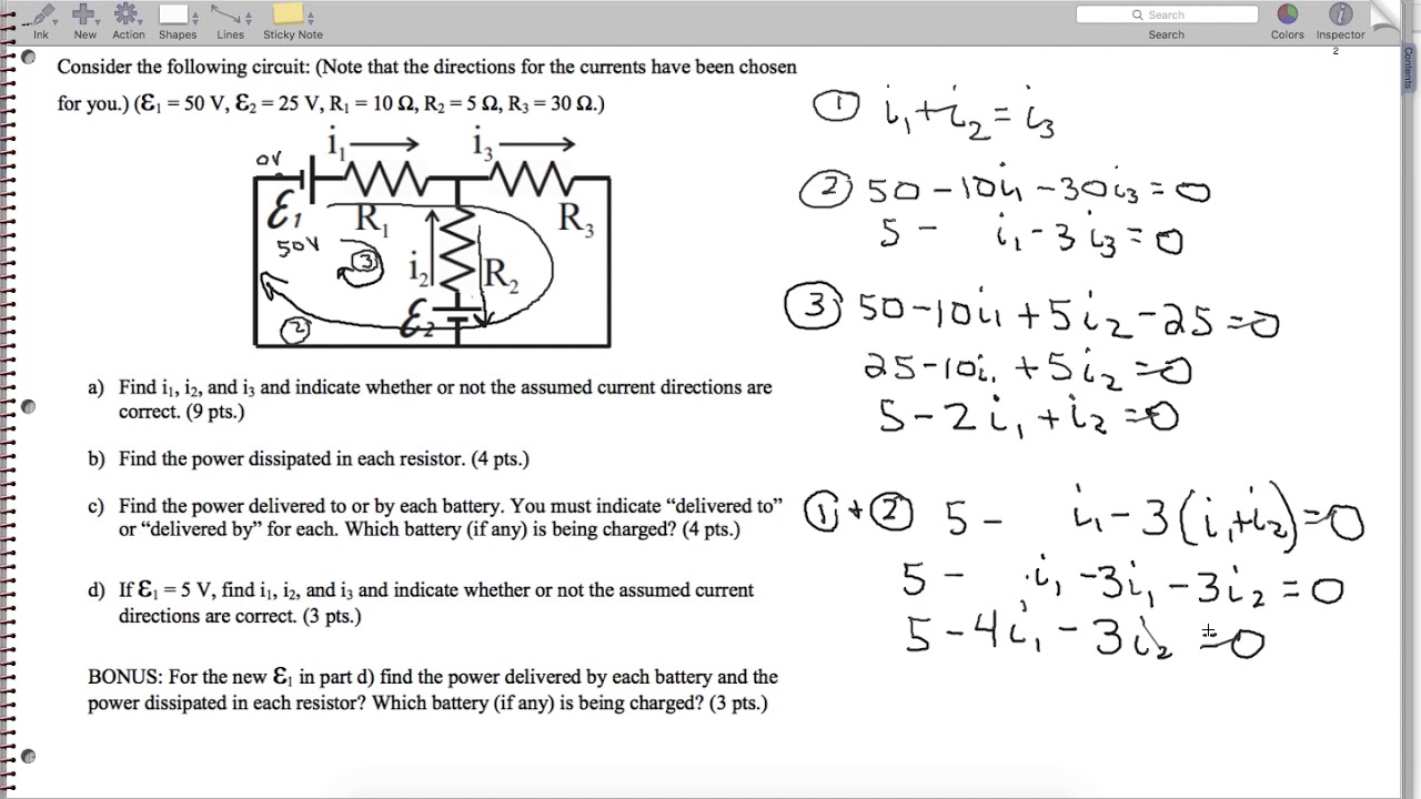 Kirchhoff Current and Voltage law problem - solution - YouTube