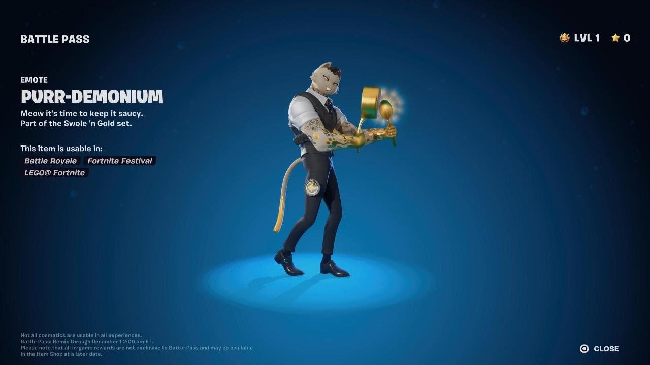 Fortnite Battle Pass Emote Purr-Demonium - YouTube