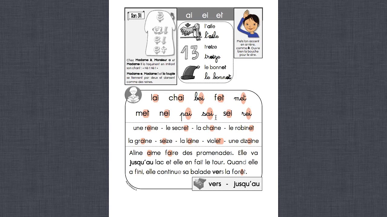 Fiche son n°34 ai,ei,et - YouTube