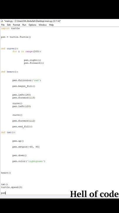 Make A Heart In Python Python Pythonprogramming Pythonprojects Pythontutorial Trending