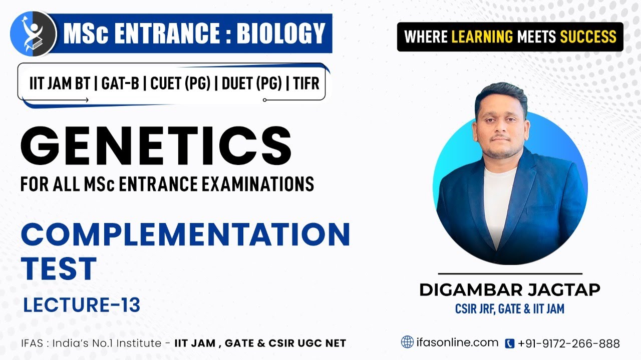 Complementation Test | GENETICS Lecture with DJ Sir | L 13 | IIT JAM ...