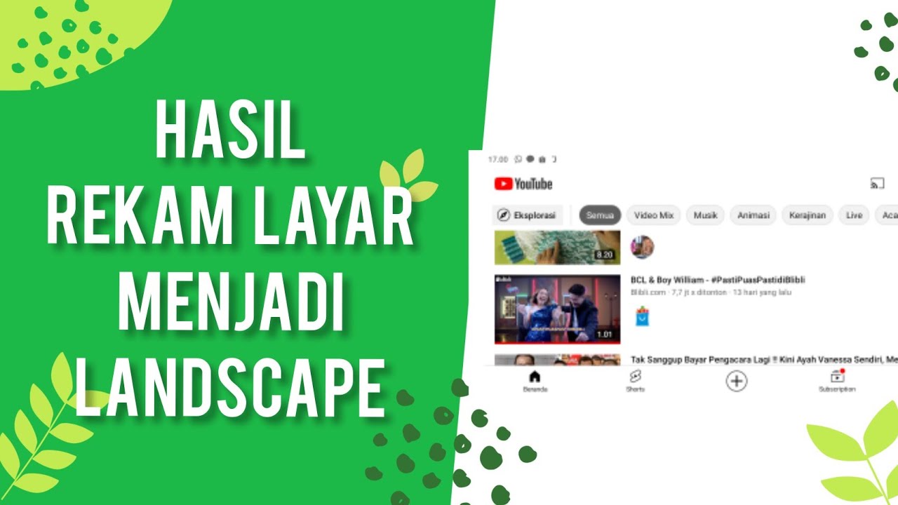 Cara merekam layar hp full screen-potrait ke landscape - YouTube