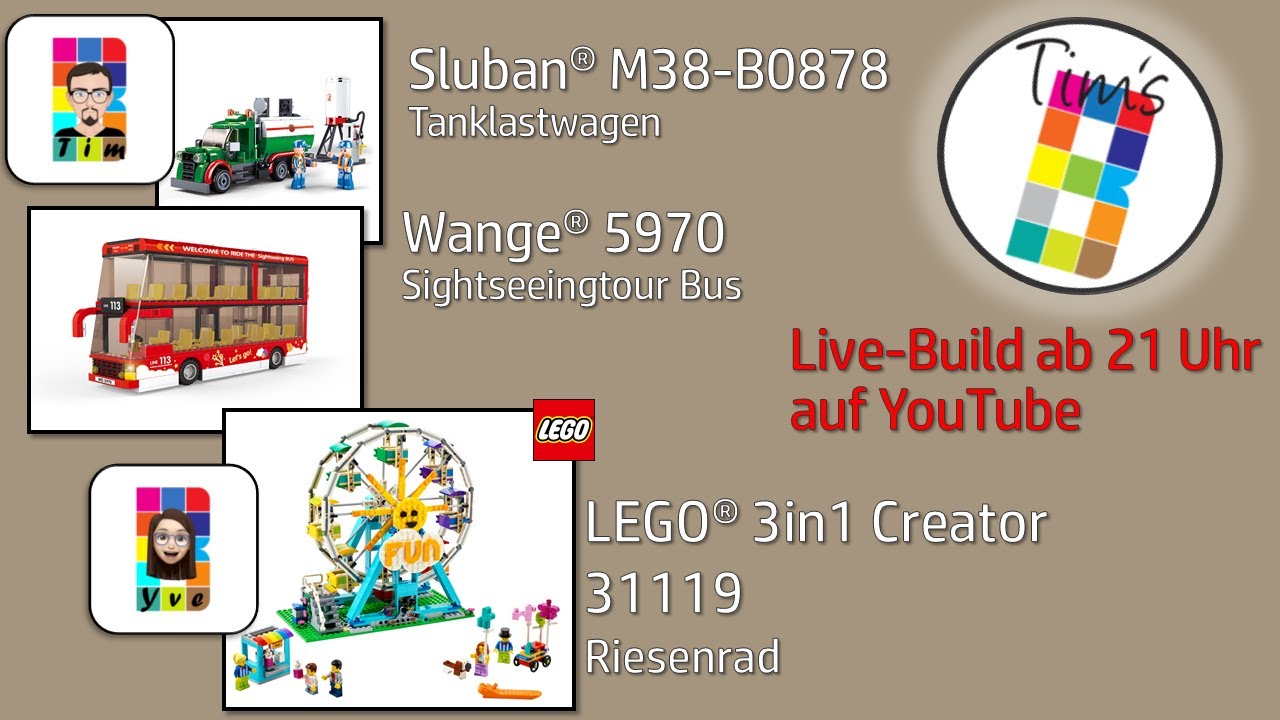 Live-Build - Sluban® Tanklaster | Wange® Sightseeingtour Bus | LEGO ...