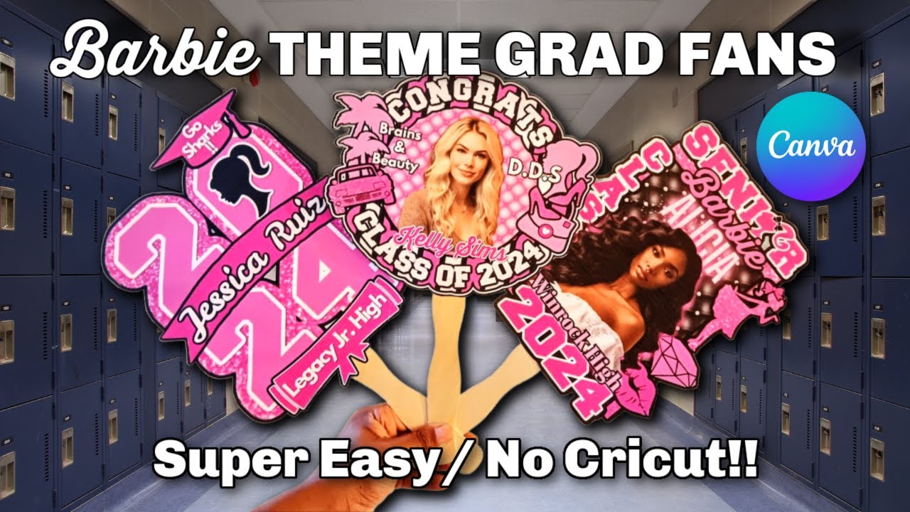 DOLL THEME GRAD FAN TUTORIAL/ GRADUATION 2024/ SUPER EASY !! NO CRICUT ...