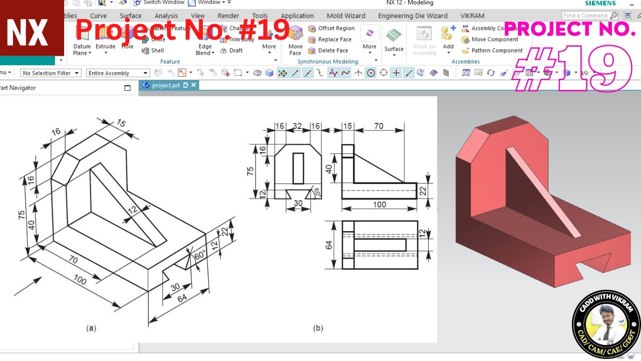 NX CAD // Basic Project #19 // 3D Model Basic Design - YouTube