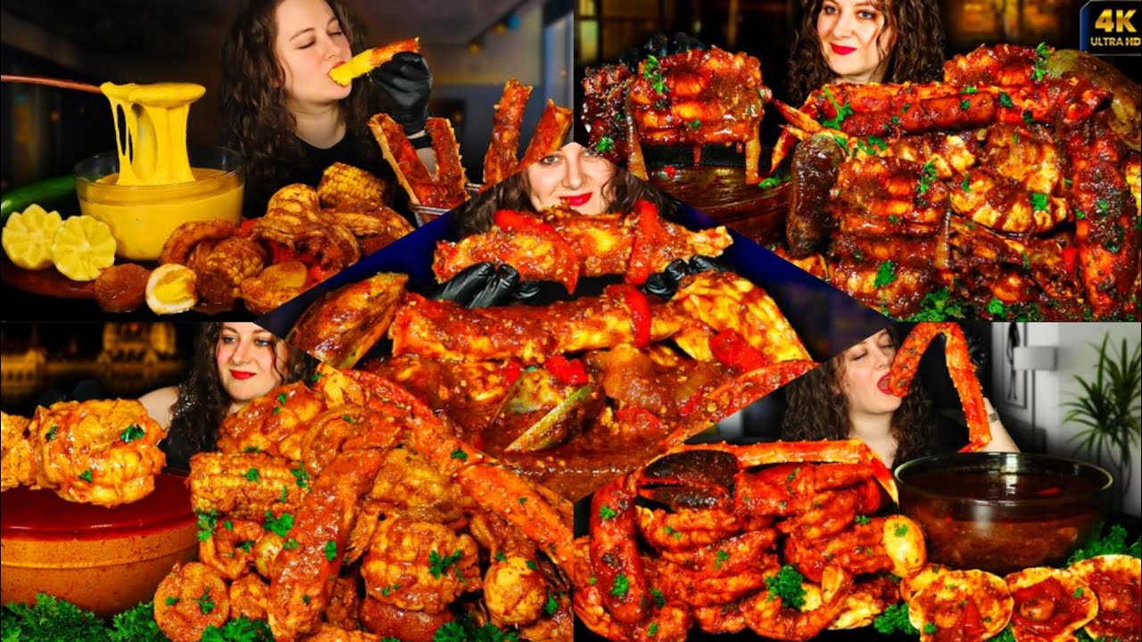 MONICA ASMR || KING CRAB SEAFOOD BOIL MUKBANG * DESHELLED SEAFOOD BOIL ...
