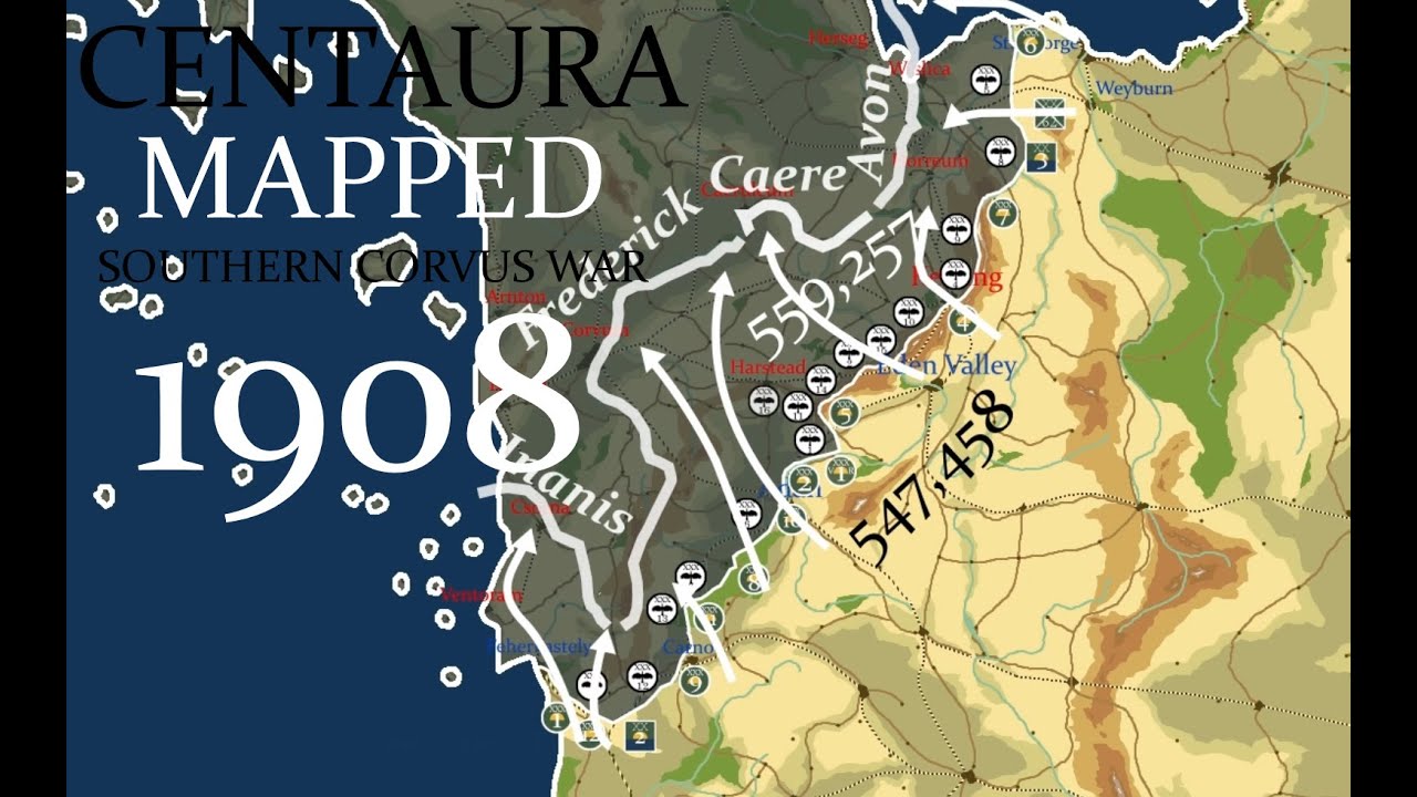 Centaura Southern Corvus War Mapped - 1908 - YouTube