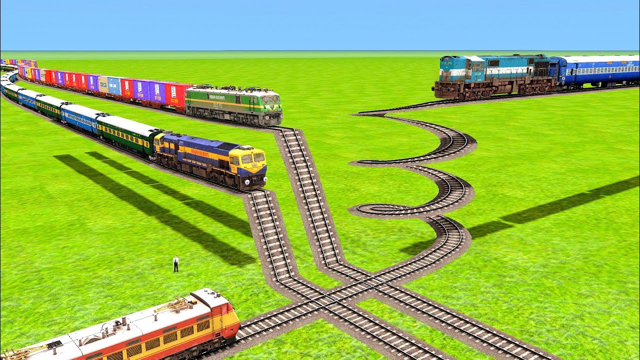 BUMPY CROSSING AND OF FOUR TRAINS RICKY ROAD LINE CROSSING WITH ...
