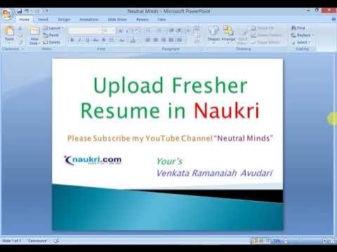 How to upload Resume / profile in Naukri for freshers. - YouTube