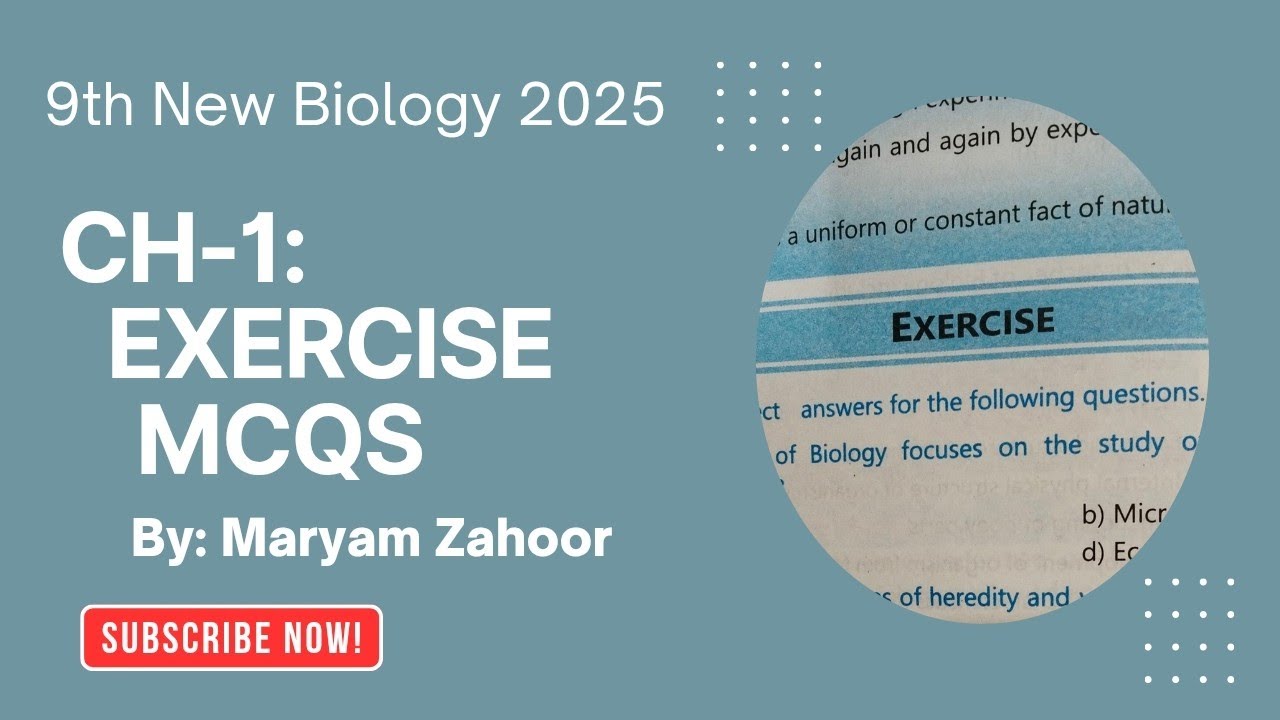 9TH CLASS BIOLOGY|| CHAPTER 1, EXERCISE MCQS, OBJECTIVE - YouTube