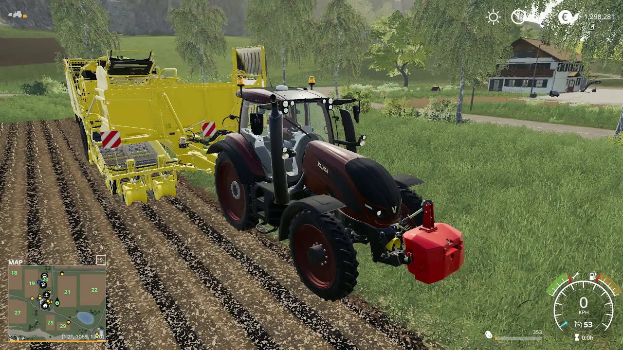 Farming Simulator 19. Potatoes harvest with Grimme Haulm topper and ...