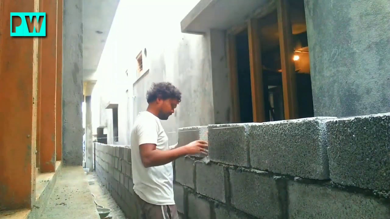 Compound Wall Brick Work//How To Build A Brick Wall//Cement Brick Wall ...