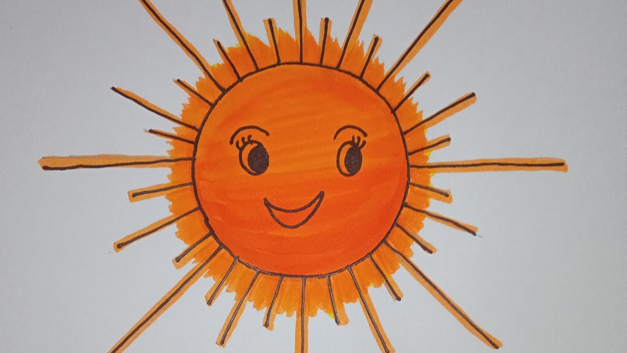 Sun drawing||sun drawing easy||how to draw and colour sun 🌞 - YouTube