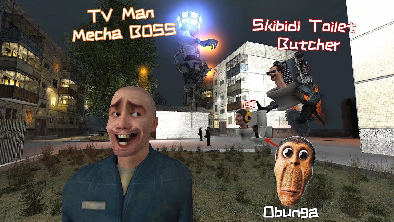 Skibidi Toilet Butcher，DJ，Obunga VS TV Man Mecha BOSS-(Garry's Mod ...