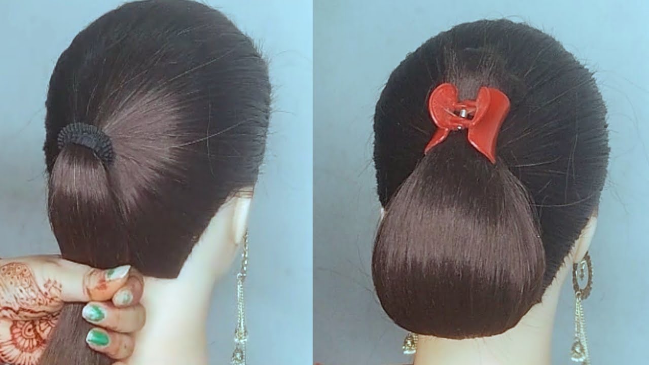 Very Easy Juda Hairstyle Using Clutcher ! Clutcher Hairstyle For Ladies ...