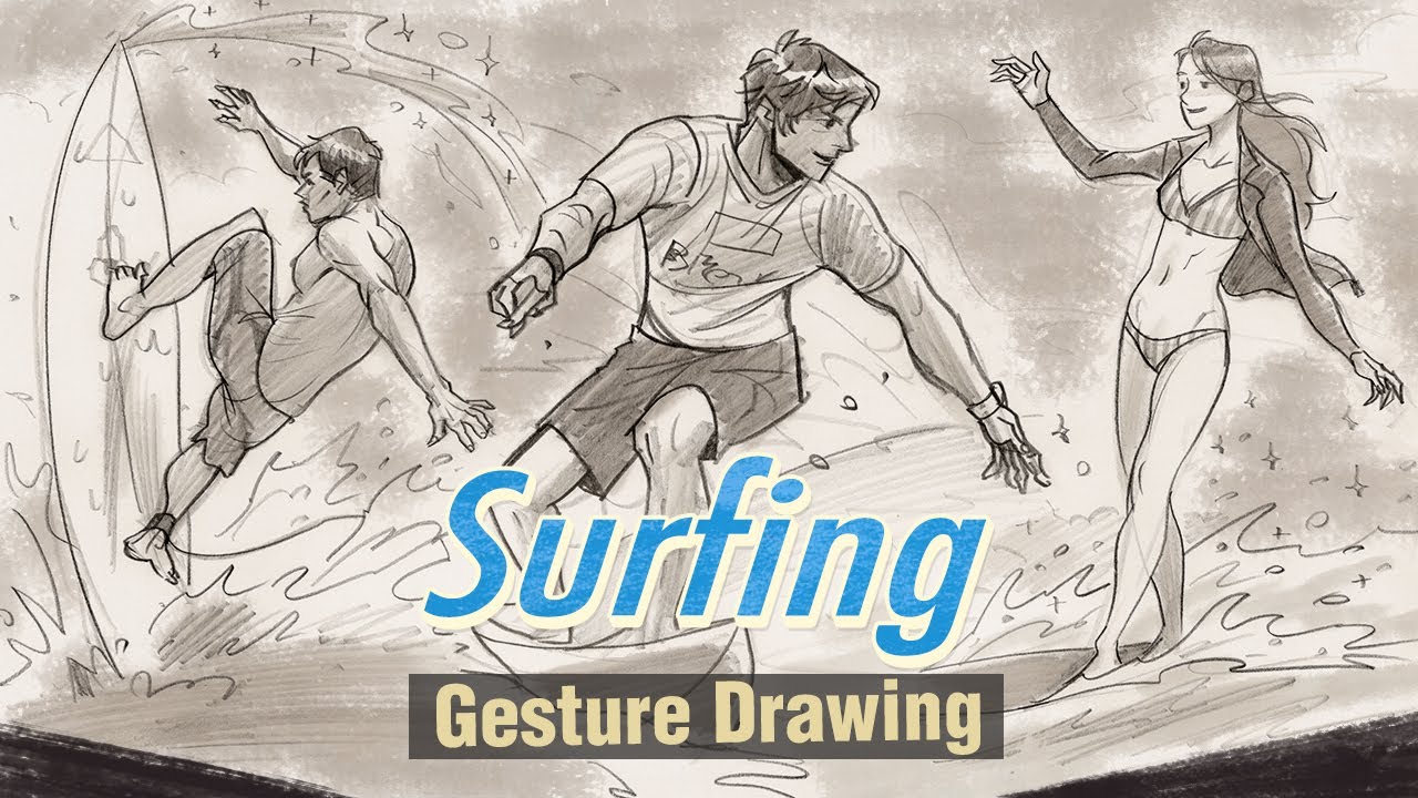 Gesture Drawing #85- Surfing (Sketch with me) - YouTube