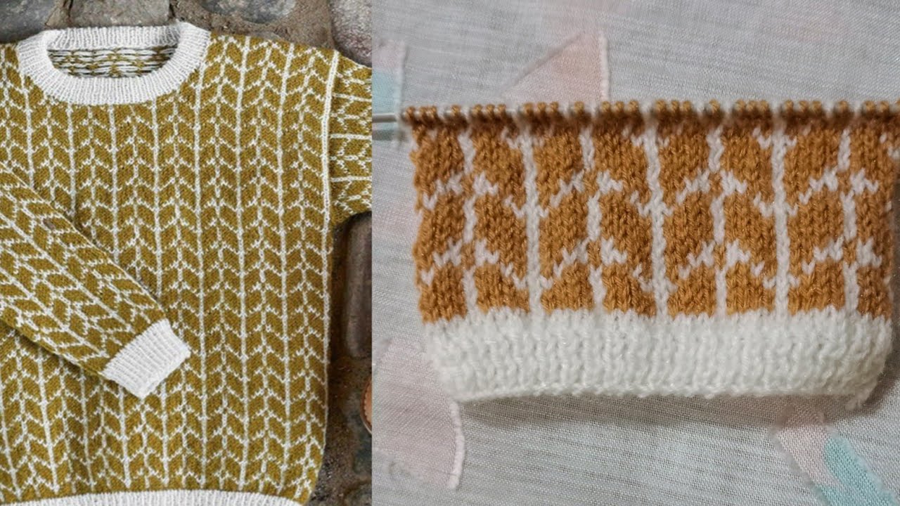 Two colour sweater design | Knitting graph pattern #211 - YouTube