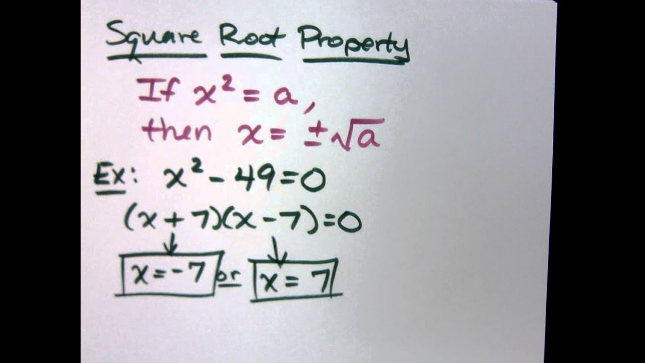 College Algebra Part 20 Quadratic Equations Square Root Property