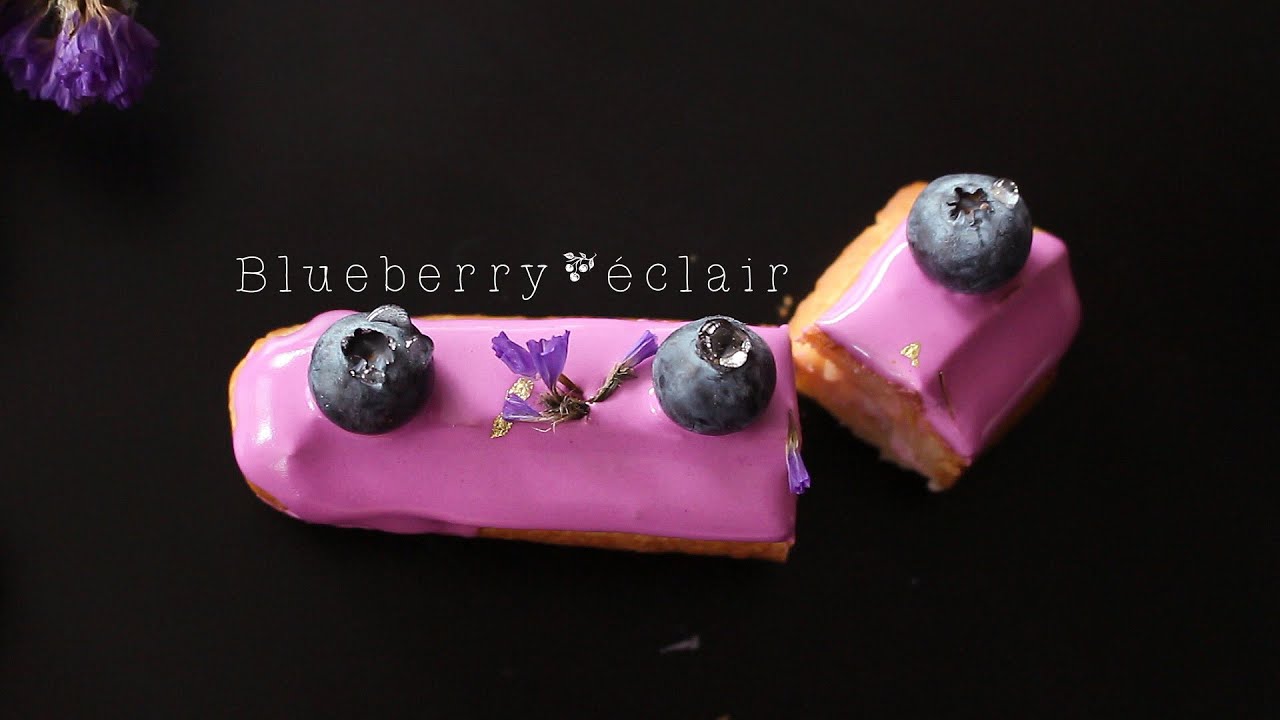 [SUB]보라빛 블루베리 에클레어 만들기/How to make blueberry eclair/생크림에끌레어/디저트/홈베이킹 ...