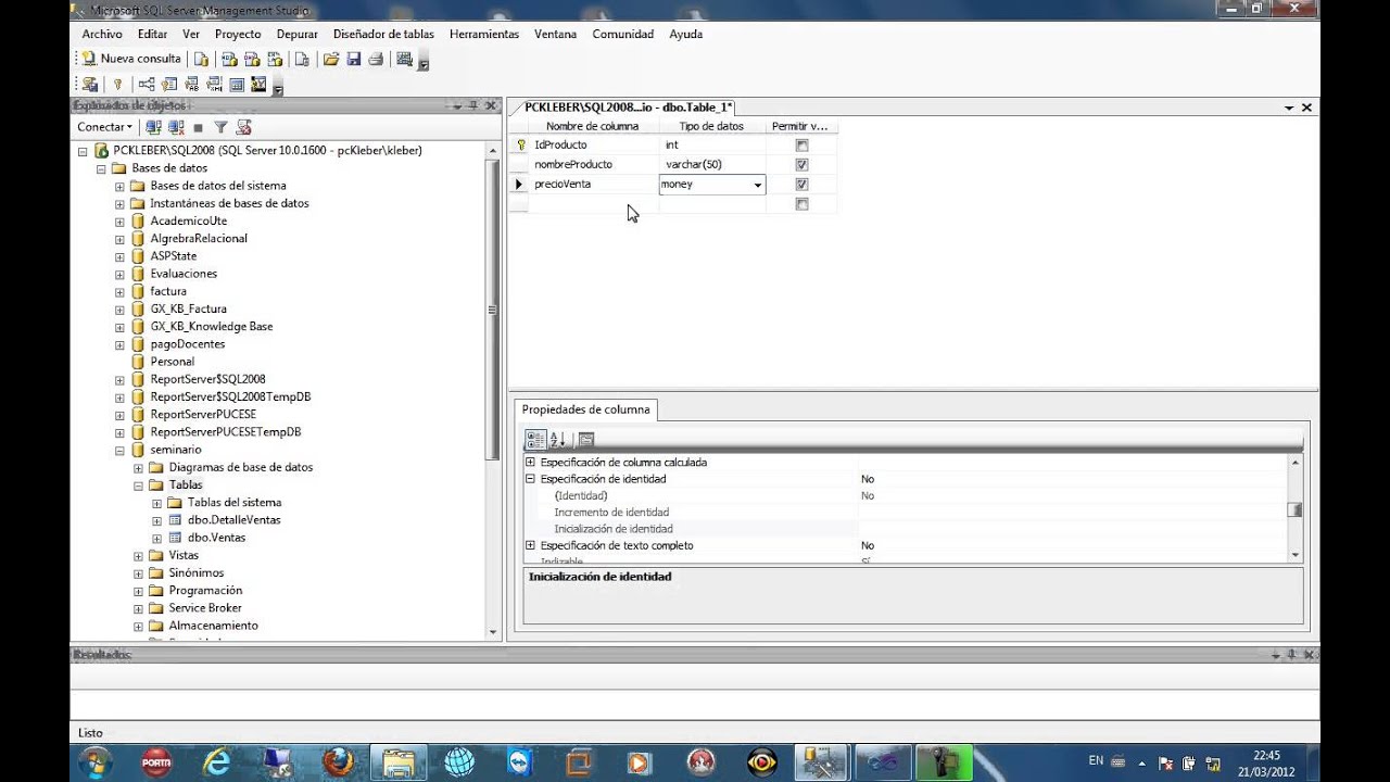 04 Ingresado a Sql server y creando la tabla Productos - YouTube
