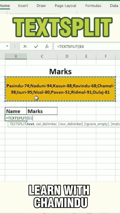 How to use Excel TEXTSPLIT Function? #lessons #excel @LearnWithChamindu - YouTube