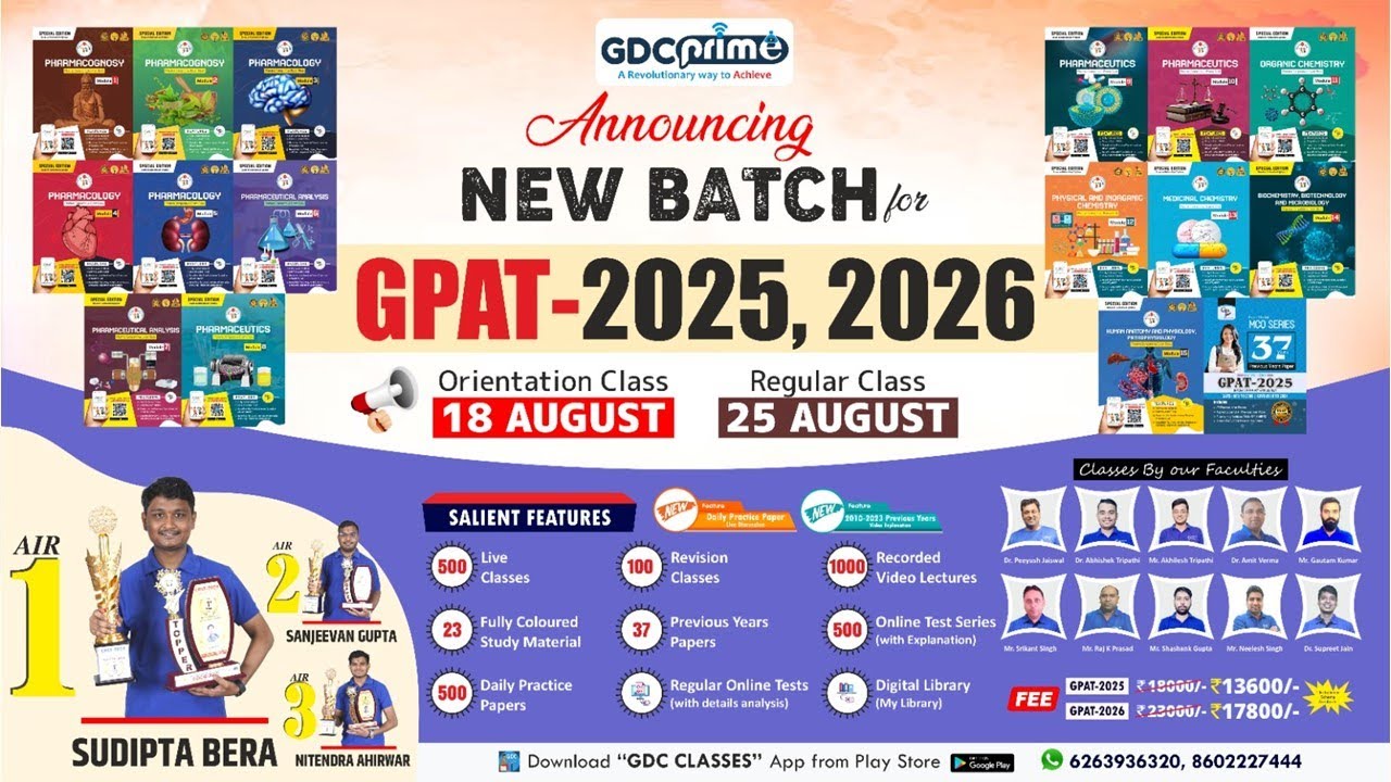 NEW BATCH FOR GPAT-2025 ,2026 ASPIRANTS | NEW BEGINNING OF YOUR SUCCESS ...