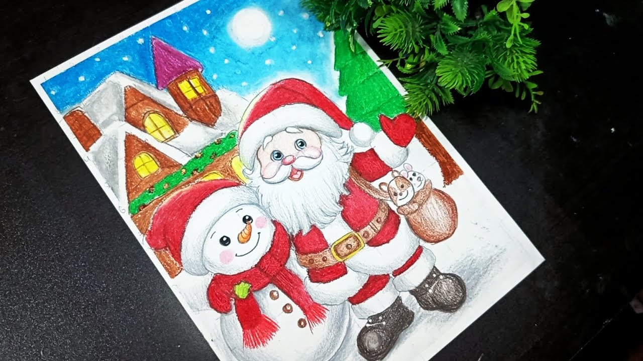 How to draw a Merry Christmas Drawing 😍 ️‍🩹 || #drawing #pencilcolours ...