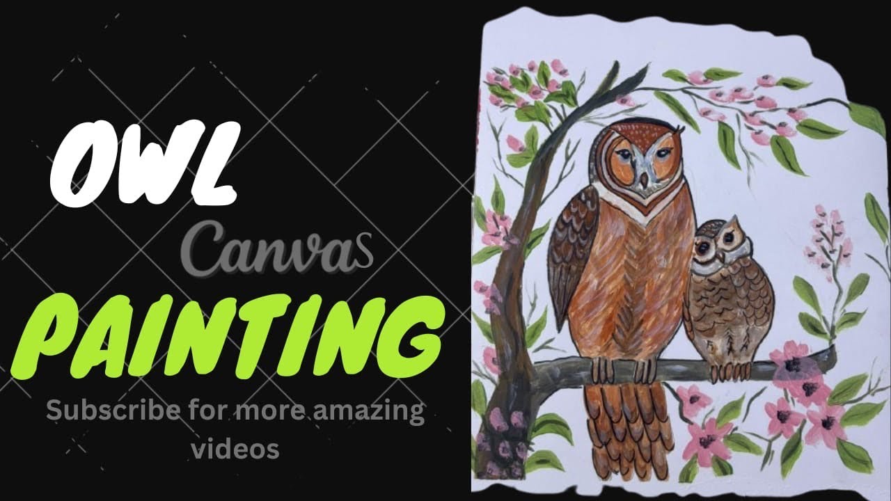 Owl painting on canvas || cute owl painting || easy acrylic painting ...