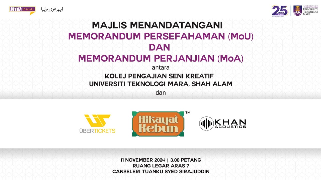 Majlis Menandatangani MoU/MoA antara KPSK UiTM dan Industri - YouTube