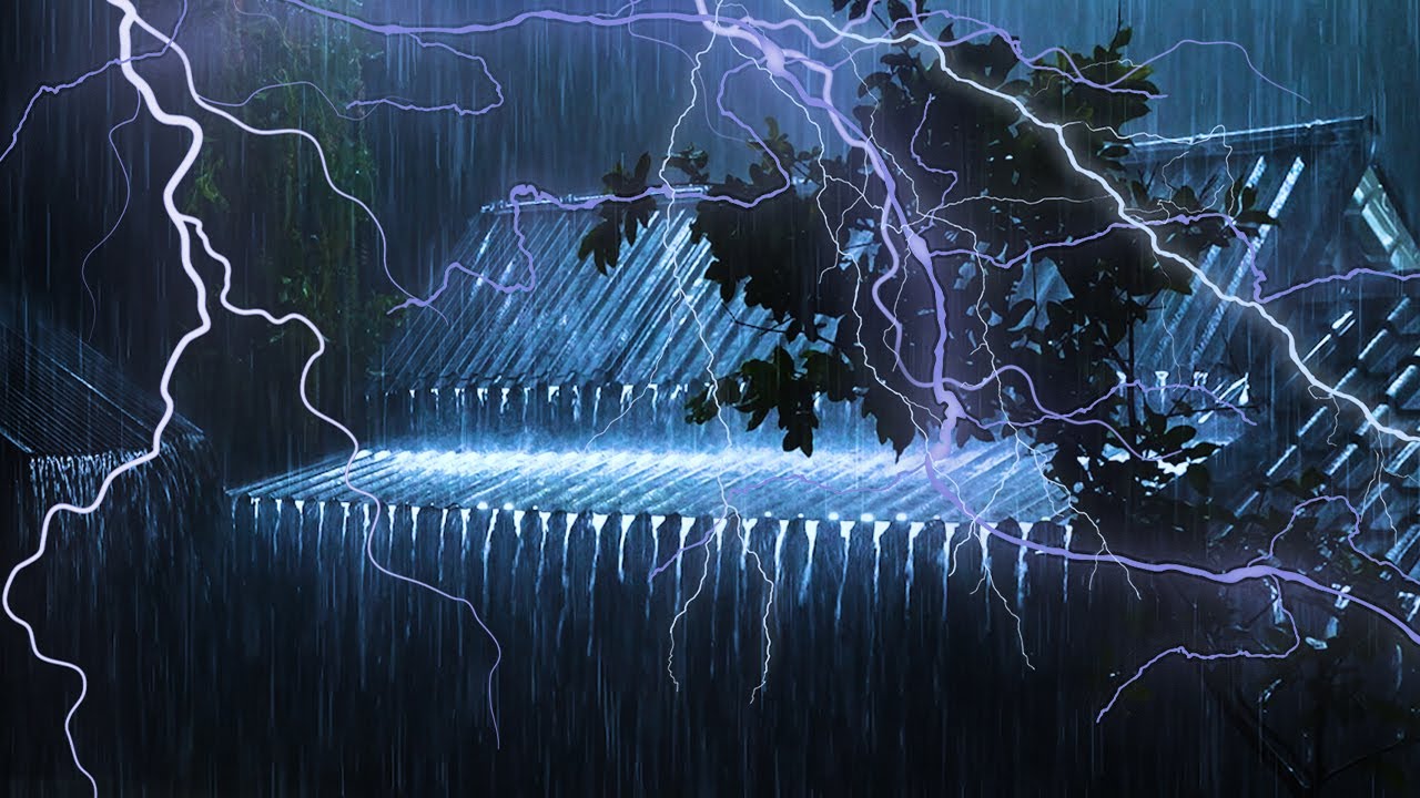 Relieve Stress & Sleep better with cover Heavy Rain & rumbling thunder ...