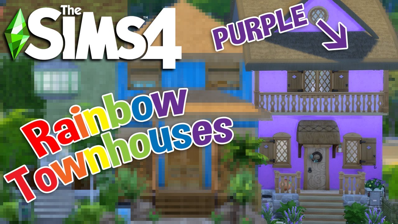 Building a FULLY Purple House!? | The Sims 4 Rainbow Townhouses House ...