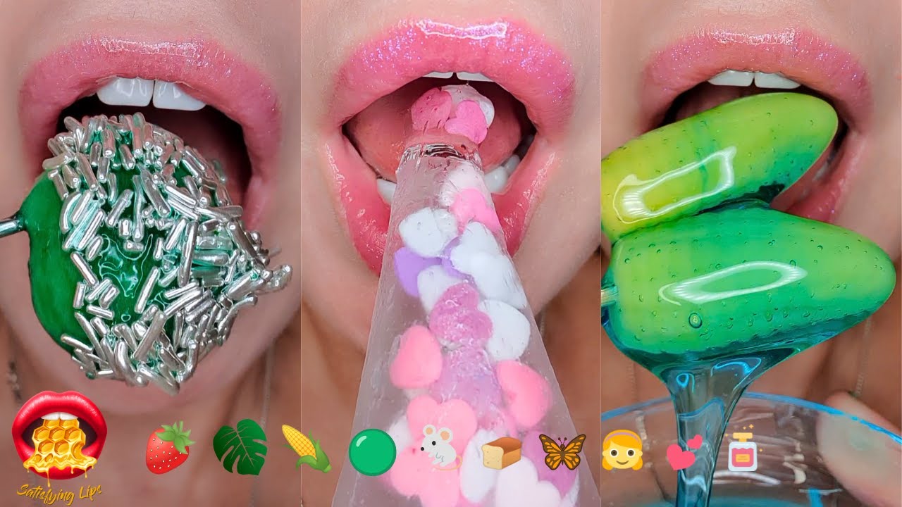 ASMR Satisfying Eating Sounds Wax Honey Jelly Kohakutou Fondant 먹방 ...